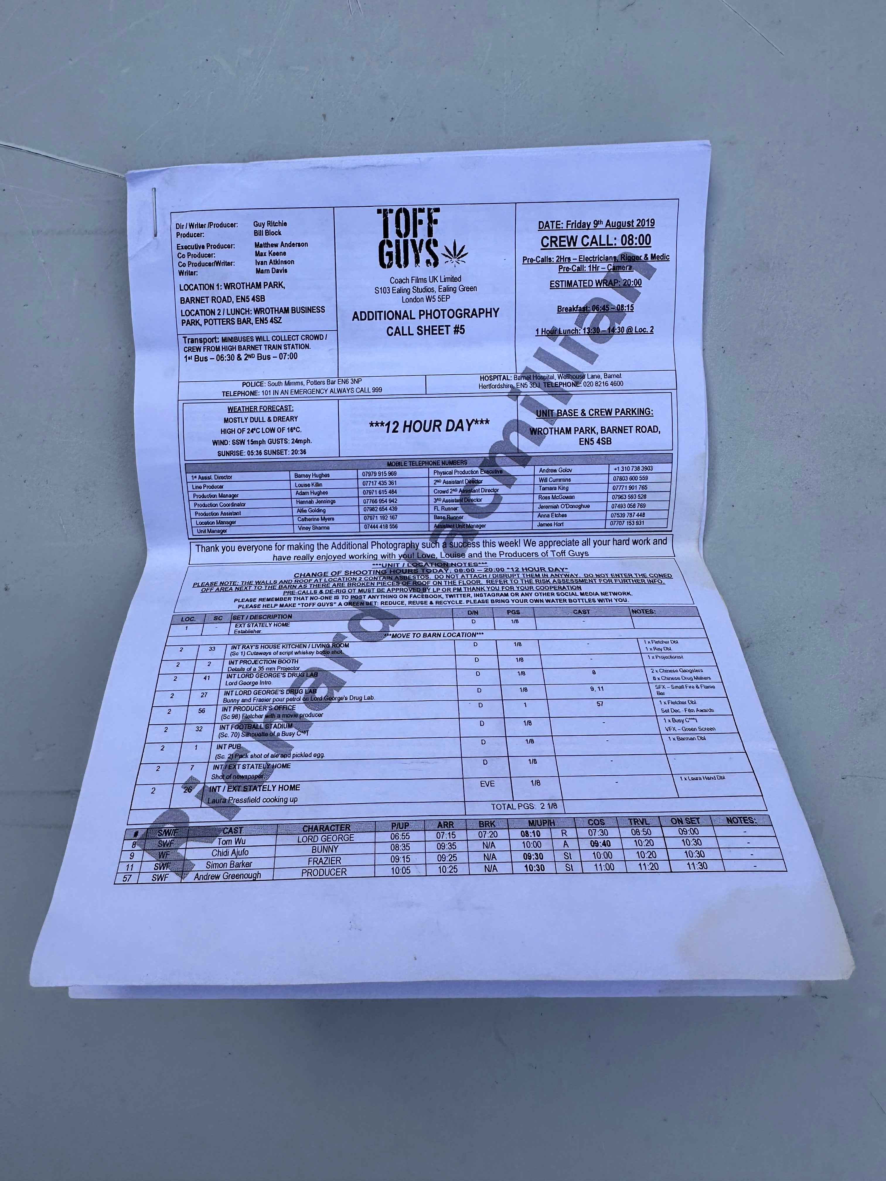 THE GENTLEMEN: Production Script – HOLLYWOOD PICTURES STUDIOS, LLC.