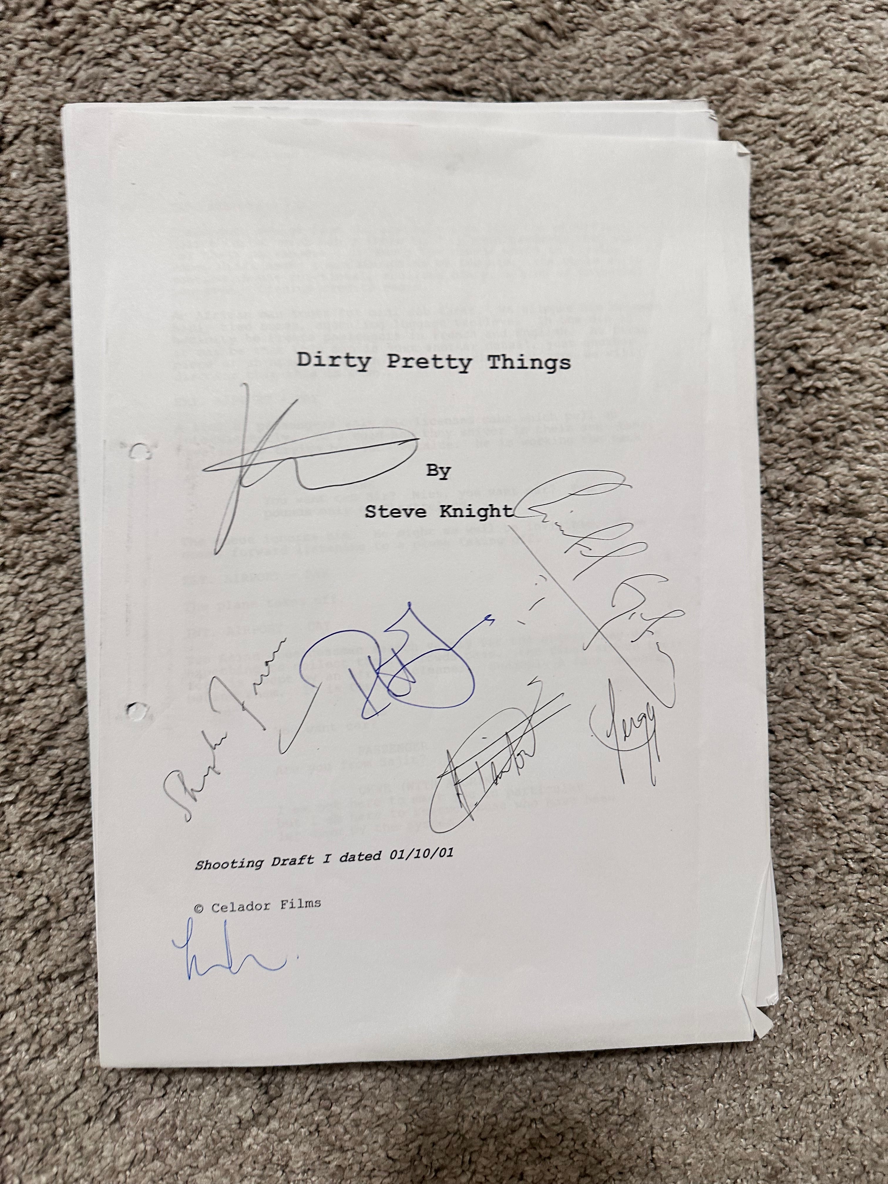 DIRTY PRETTY THINGS MOVIE: Cast and Director Signed Script from MIRAMA ...
